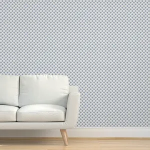 Spoonflower Pinecone Medium Blue On With Texture 100% Natural Sisal Grasscloth Wallcovering - White