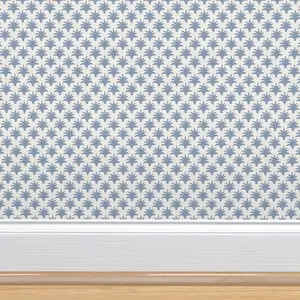 Spoonflower Pinecone Medium Blue On With Texture 100% Natural Sisal Grasscloth Wallcovering - White