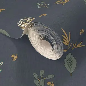 Spoonflower Floral Study Husk 100% Natural Sisal Grasscloth Wallcovering - Gray,beige