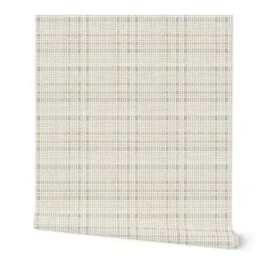 Spoonflower Loose Weave On White Cream 100% Natural Sisal Grasscloth Wallcovering - Green,gray