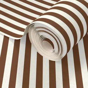 Spoonflower Stripes Chocolate Brown Vertical 100% Natural Sisal Grasscloth Wallcovering Brown,gray