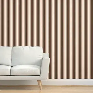 Spoonflower Stripes Chocolate Brown Vertical 100% Natural Sisal Grasscloth Wallcovering - Brown,gray