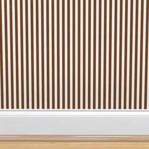 Spoonflower Stripes Chocolate Brown Vertical 100% Natural Sisal Grasscloth Wallcovering - Brown,gray