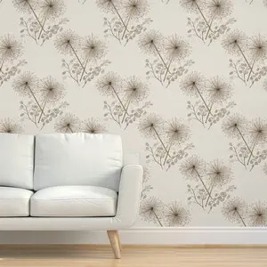 Spoonflower Neutral Botanical 100% Natural Sisal Grasscloth Wallcovering