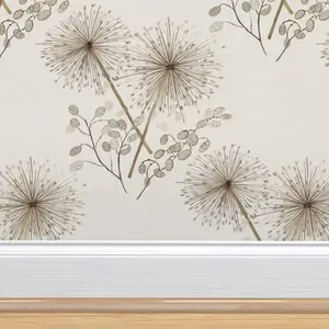Spoonflower Neutral Botanical 100% Natural Sisal Grasscloth Wallcovering