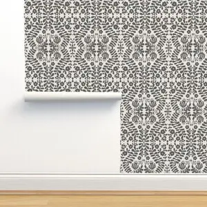 Spoonflower Hun Grey 100% Natural Sisal Grasscloth Wallcovering