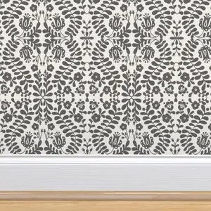 Spoonflower Hun Grey 100% Natural Sisal Grasscloth Wallcovering