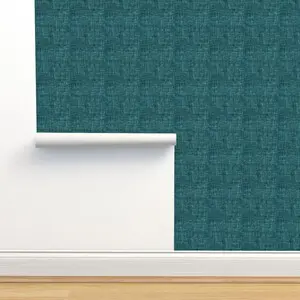Spoonflower Fable Textured Solid Teal Blue Aqua 100% Natural Sisal Grasscloth Wallcovering
