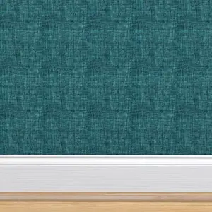 Spoonflower Fable Textured Solid Teal Blue Aqua 100% Natural Sisal Grasscloth Wallcovering