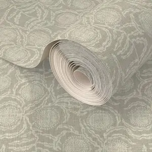 Spoonflower Senna Light Desaturated 100% Natural Sisal Grasscloth Wallcovering - Gray,green