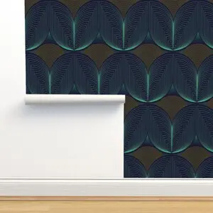 Spoonflower Geometric Art Deco Flower 100% Natural Sisal Grasscloth Wallcovering
