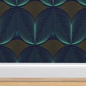 Spoonflower Geometric Art Deco Flower 100% Natural Sisal Grasscloth Wallcovering