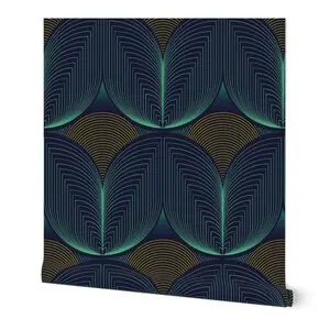 Spoonflower Geometric Art Deco Flower 100% Natural Sisal Grasscloth Wallcovering