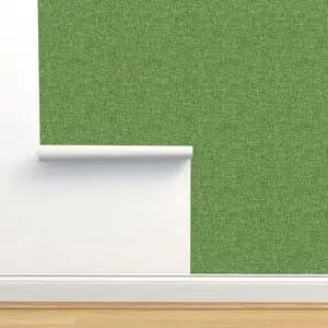 Spoonflower Bgry Textured 100% Natural Sisal Grasscloth Wallcovering - Green