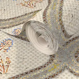 Spoonflower Hyacinth Love 100% Natural Sisal Grasscloth Wallcovering - Beige,brown