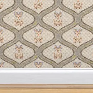Spoonflower Hyacinth Love 100% Natural Sisal Grasscloth Wallcovering