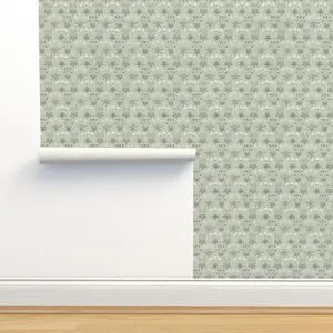 Spoonflower Clovers Sage Seafoam 100% Natural Sisal Grasscloth Wallcovering
