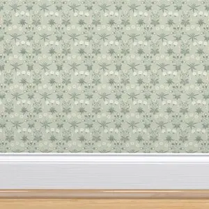 Spoonflower Clovers Sage Seafoam 100% Natural Sisal Grasscloth Wallcovering