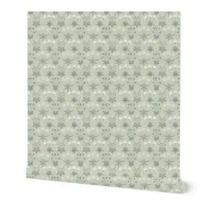 Spoonflower Clovers Sage Seafoam 100% Natural Sisal Grasscloth Wallcovering