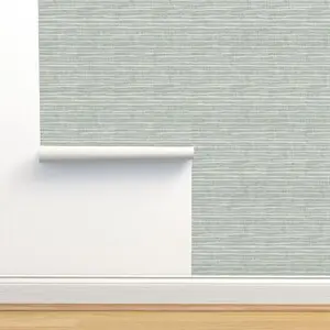 Spoonflower Adventure Stripe Blue 100% Natural Sisal Grasscloth Wallcovering