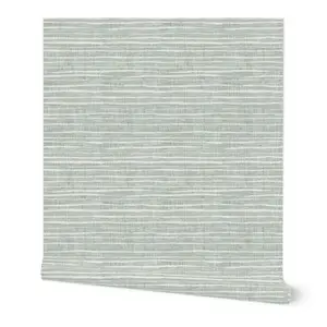 Spoonflower Adventure Stripe Blue 100% Natural Sisal Grasscloth Wallcovering