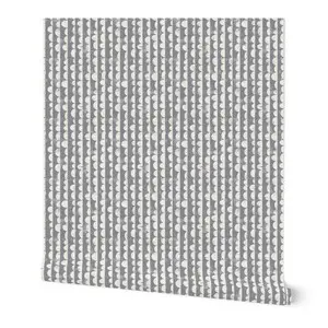 Spoonflower Ultimate And White Scratched Stripes Semicircles 100% Natural Sisal Grasscloth Wallcovering - Gray,white