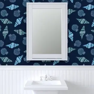 Spoonflower Shells Coastal Seashells Under The Sea Beach Custom Pre-pasted Wallpaper