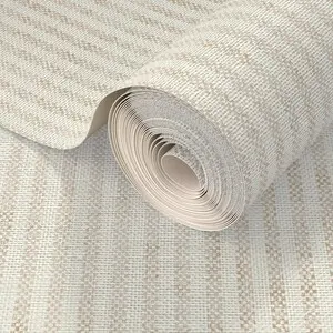 Spoonflower Aegean Ticking Stripe Jute 100% Natural Sisal Grasscloth Wallcovering - Gray