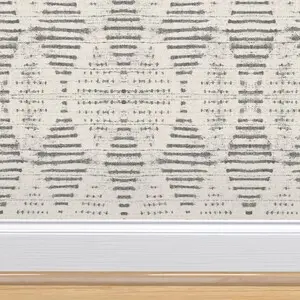 Spoonflower Kufi Grey Light 100% Natural Sisal Grasscloth Wallcovering - Beige,gray