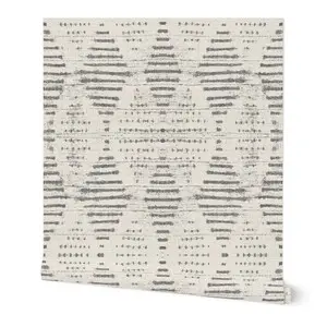 Spoonflower Kufi Grey Light 100% Natural Sisal Grasscloth Wallcovering - Beige,gray