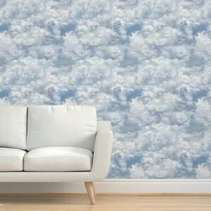 Spoonflower Sky Full Of Clouds 100% Natural Sisal Grasscloth Wallcovering