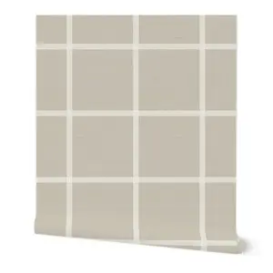 Spoonflower Putty Reverse Large Window Pane Cross Hatch 100% Natural Sisal Grasscloth Wallcovering