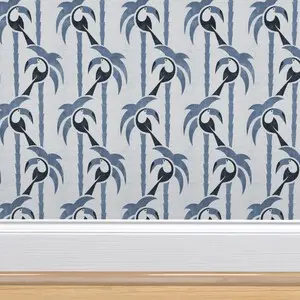 Spoonflower Toucan Do It Blue Black On White 100% Natural Sisal Grasscloth Wallcovering