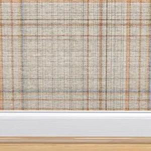 Spoonflower V2 Plaid From Handmade Paper 100% Natural Sisal Grasscloth Wallcovering