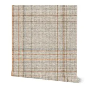 Spoonflower V2 Plaid From Handmade Paper 100% Natural Sisal Grasscloth Wallcovering