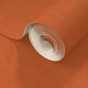 Spoonflower Textured Solid Terra Cotta 100% Natural Sisal Grasscloth Wallcovering - Orange