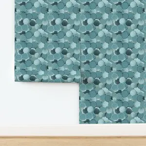 Spoonflower Seashells Ocean Mollusks Beach Coastal Shell Custom Pre-pasted Wallpaper