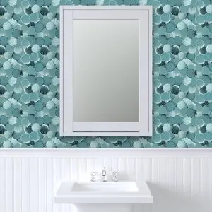 Spoonflower Seashells Ocean Mollusks Beach Coastal Shell Custom Pre-pasted Wallpaper