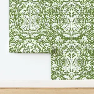 Spoonflower Nature Victorian Wallpaper Art Deco Summer Custom Pre-pasted Wallpaper