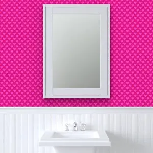 Spoonflower Bright Retro Groovy Hot Neon Girly 90s Custom Pre-pasted Wallpaper - Pink