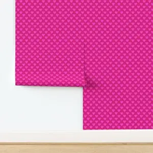 Spoonflower Bright Retro Groovy Hot Neon Girly 90s Custom Pre-pasted Wallpaper - Pink