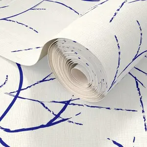 Spoonflower Ink Branches 100% Natural Sisal Grasscloth Wallcovering