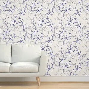 Spoonflower Ink Branches 100% Natural Sisal Grasscloth Wallcovering