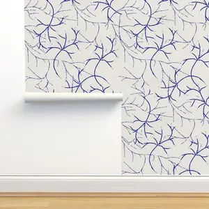 Spoonflower Ink Branches 100% Natural Sisal Grasscloth Wallcovering