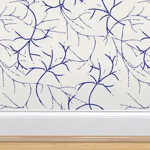 Spoonflower Ink Branches 100% Natural Sisal Grasscloth Wallcovering