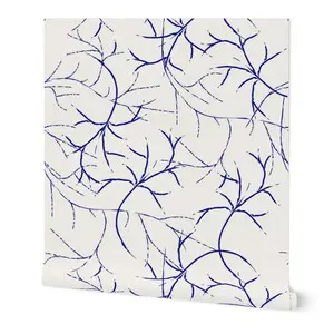 Spoonflower Ink Branches 100% Natural Sisal Grasscloth Wallcovering