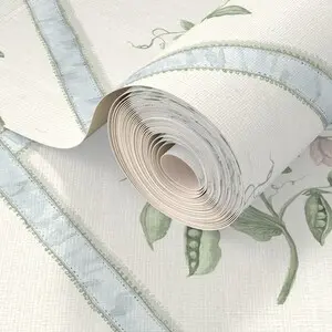 Spoonflower Eloise Quiet Blue Greens 100% Natural Sisal Grasscloth Wallcovering - Mint,green,blue