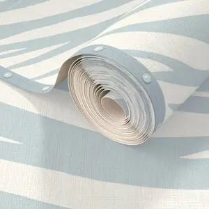 Spoonflower Soft Blue Vivian 100% Natural Sisal Grasscloth Wallcovering - Blue,white
