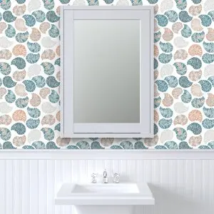Spoonflower Coastal Shells Beach Terra Cotta Seashells Custom Pre-pasted Wallpaper
