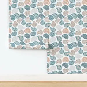 Spoonflower Coastal Shells Beach Terra Cotta Seashells Custom Pre-pasted Wallpaper